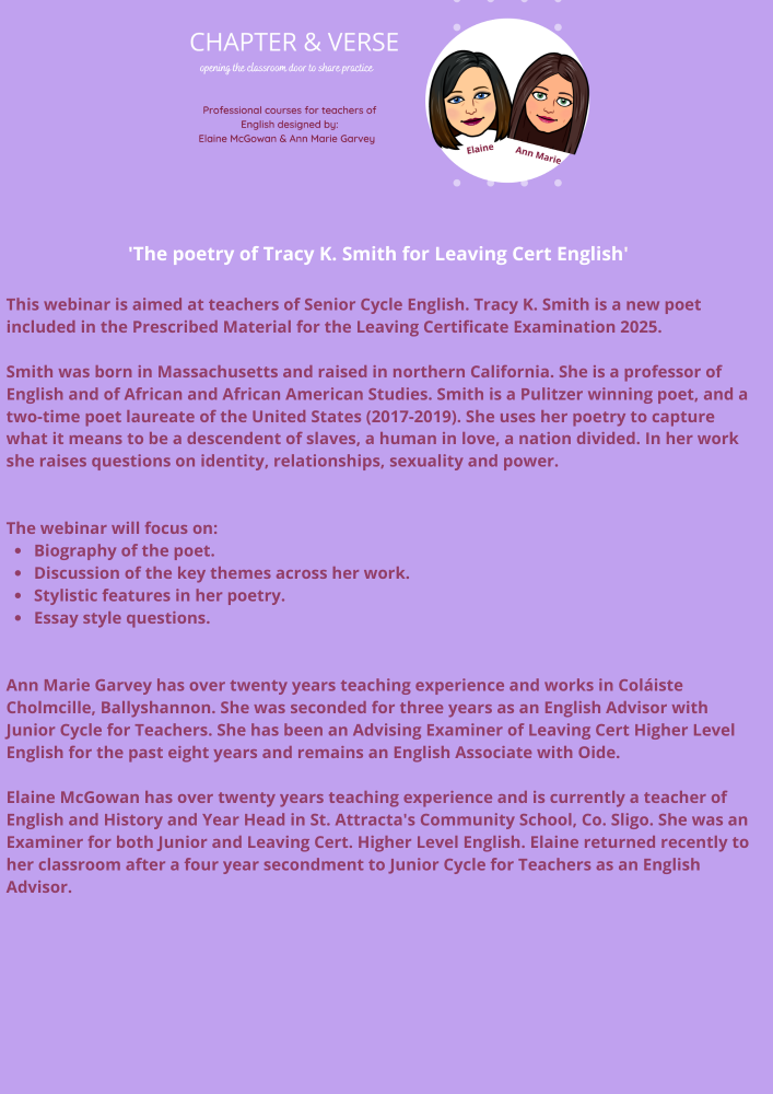 The poetry of Tracy K. Smith for Leaving Cert English-Video ...