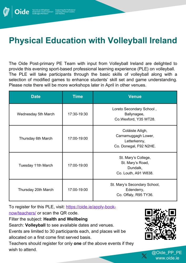 2025 Oide Physical Education with Volleyball Ireland English-medium PLE ...